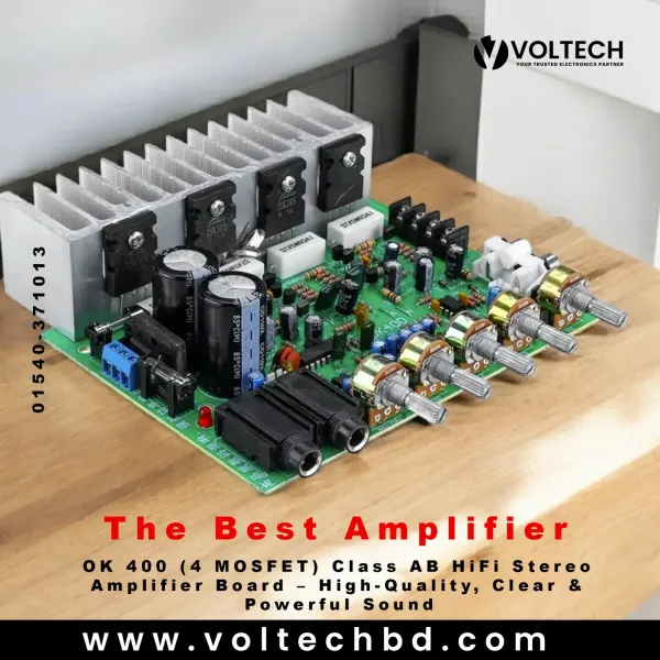 OK 400 (4 MOSFET) Class AB HiFi Stereo Amplifier Board | Voltech ...