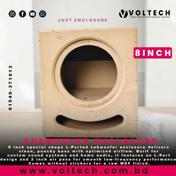 8 Inch Special Shape L-Ported Subwoofer Enclosure | Raw MDF Bass ...